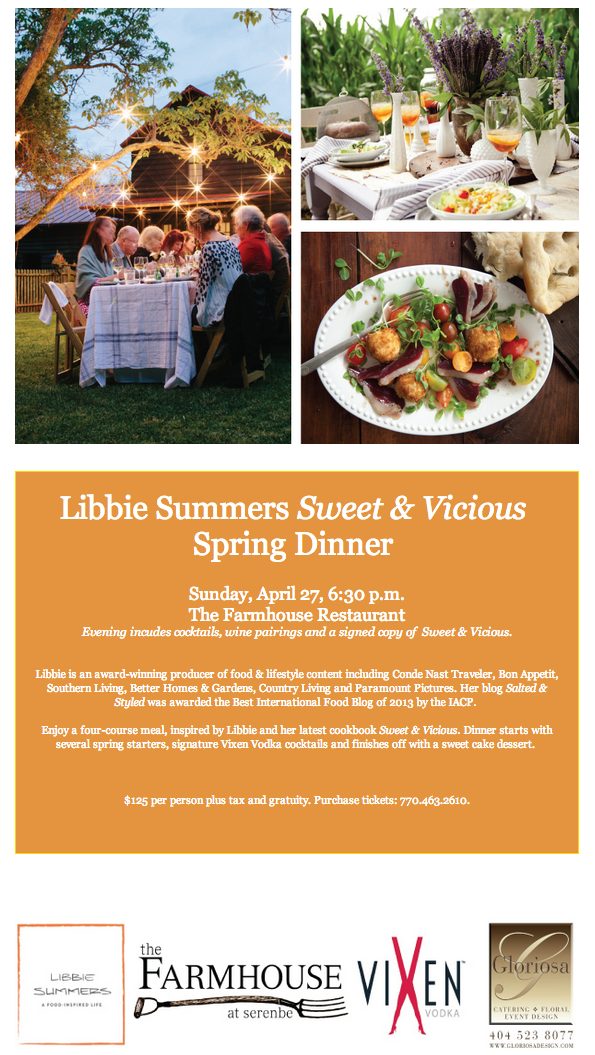Libbie Summers “Sweet & Vicious” Spring Book Dinner April 27th